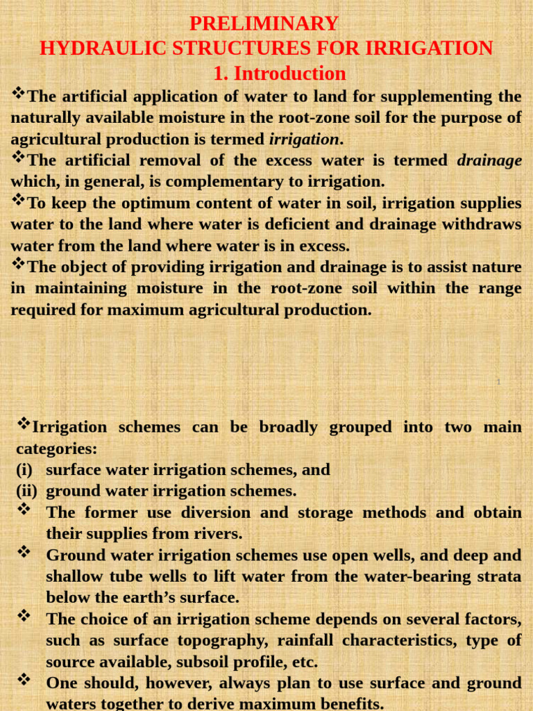 Hydraulic Structures for Irrigation Systems | PDF | Spillway | Dam