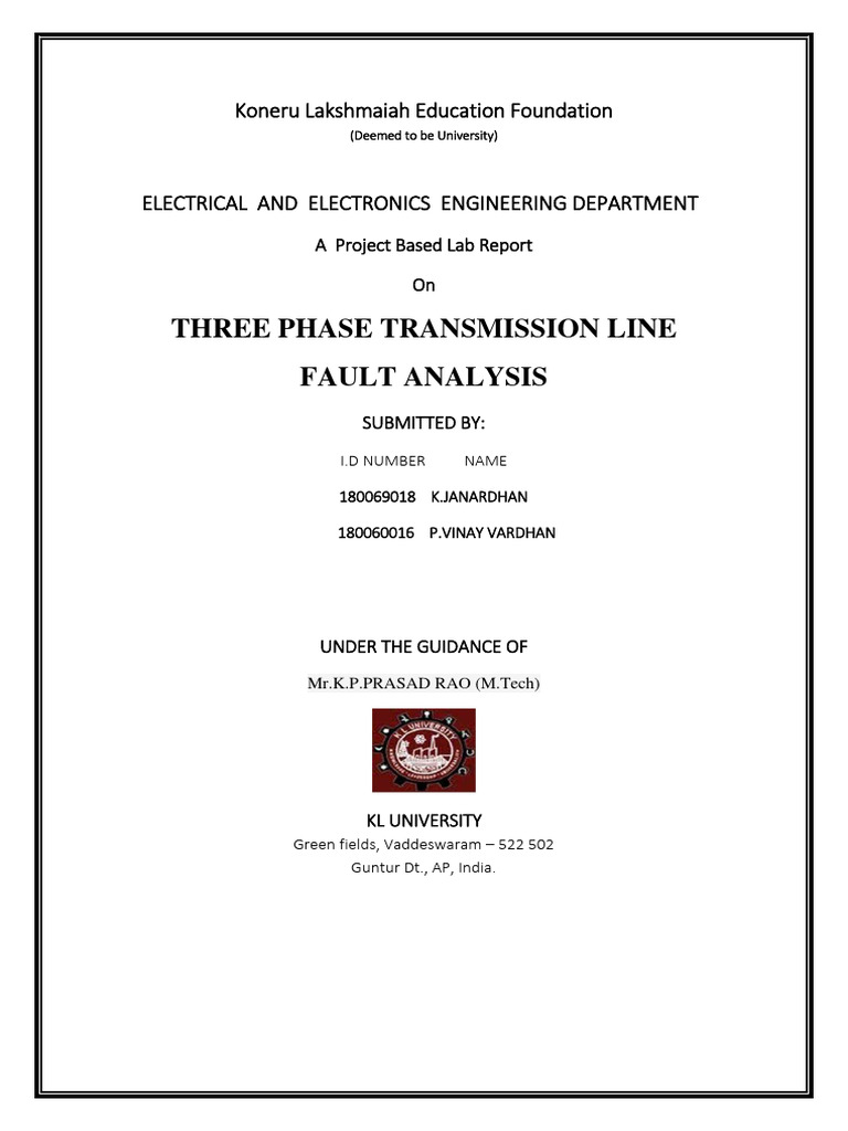 Report Three Phase Transmission Line Fau | PDF | Inductance | Electrical Resistance And Conductance