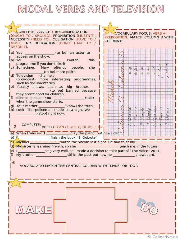 Review Modal Verbs With Vocabulary Television | PDF | Linguistics