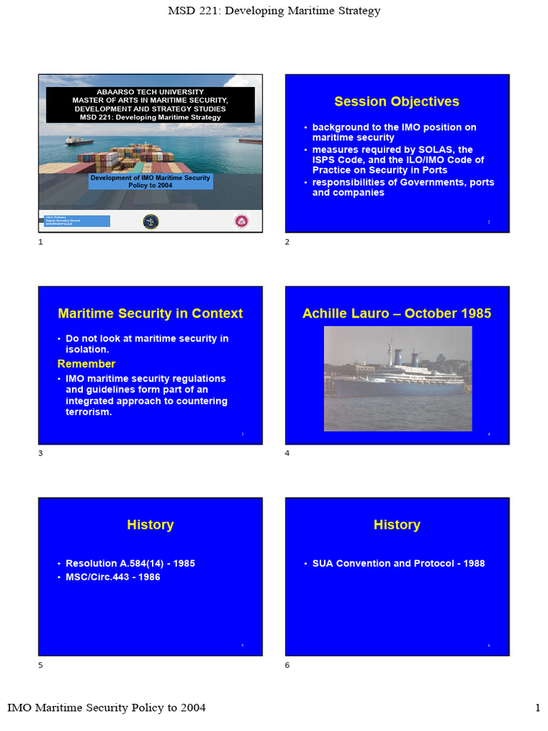 IMO Maritime Security Policy To 2004 | PDF | Shipping | Water Transport