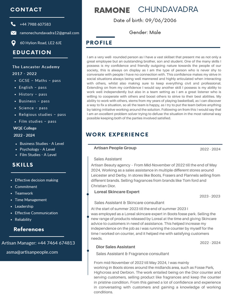 Ramone - CV PDF | PDF | Social Psychology