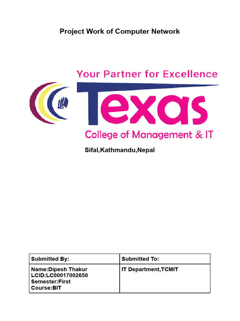 Project Computer Network Dipesh Thakur BIT Fall | PDF | Computer Network | Port (Computer ...