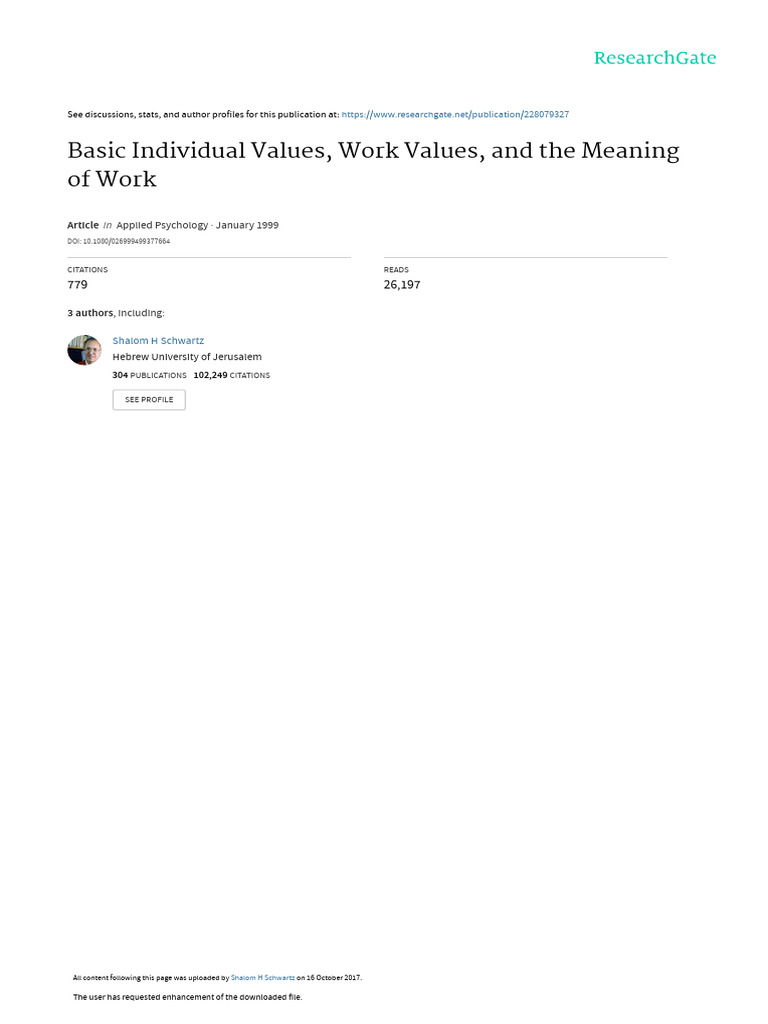 Work Values and Their Meaning Explained | PDF | Theory | Goal