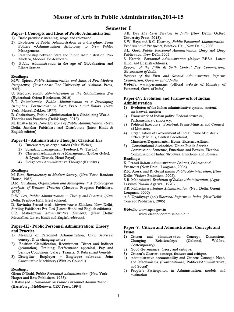 Pub. Ad. Syllabus - Total | PDF | Information