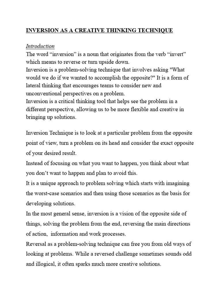 Creative Problem Solving with Inversion | PDF | Thought | Smartphone