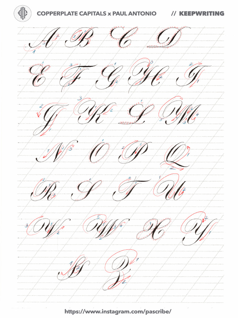 Copperplate Capitals Alphabet Ductus Pascribe | PDF