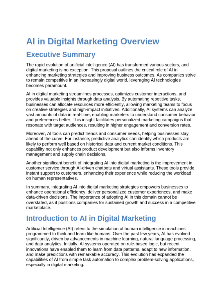 AI in Digital Marketing Overview | PDF | Artificial Intelligence ...