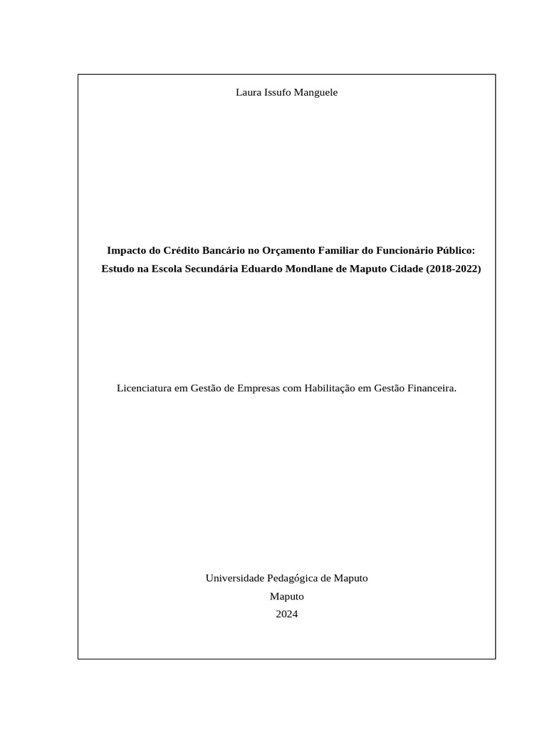 Laura Issufo Versao 1 | PDF | Empréstimos | Crédito