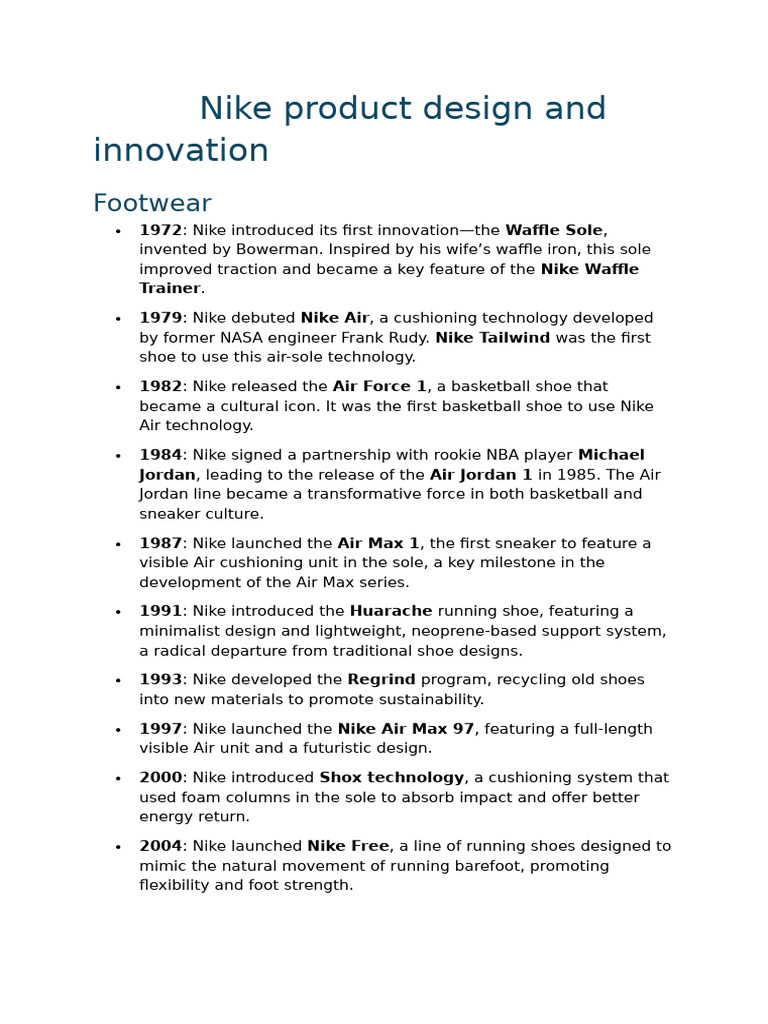 Nike's Innovative Footwear and Apparel History | PDF | Nike