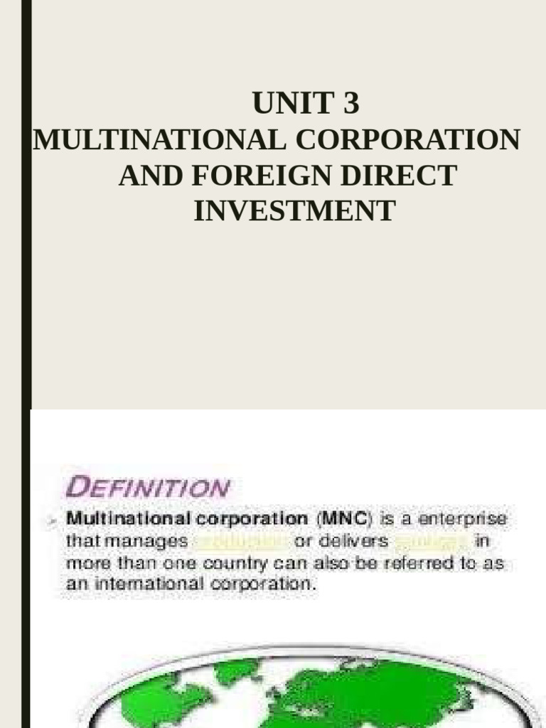 Multinational Corporations & FDI Insights | PDF