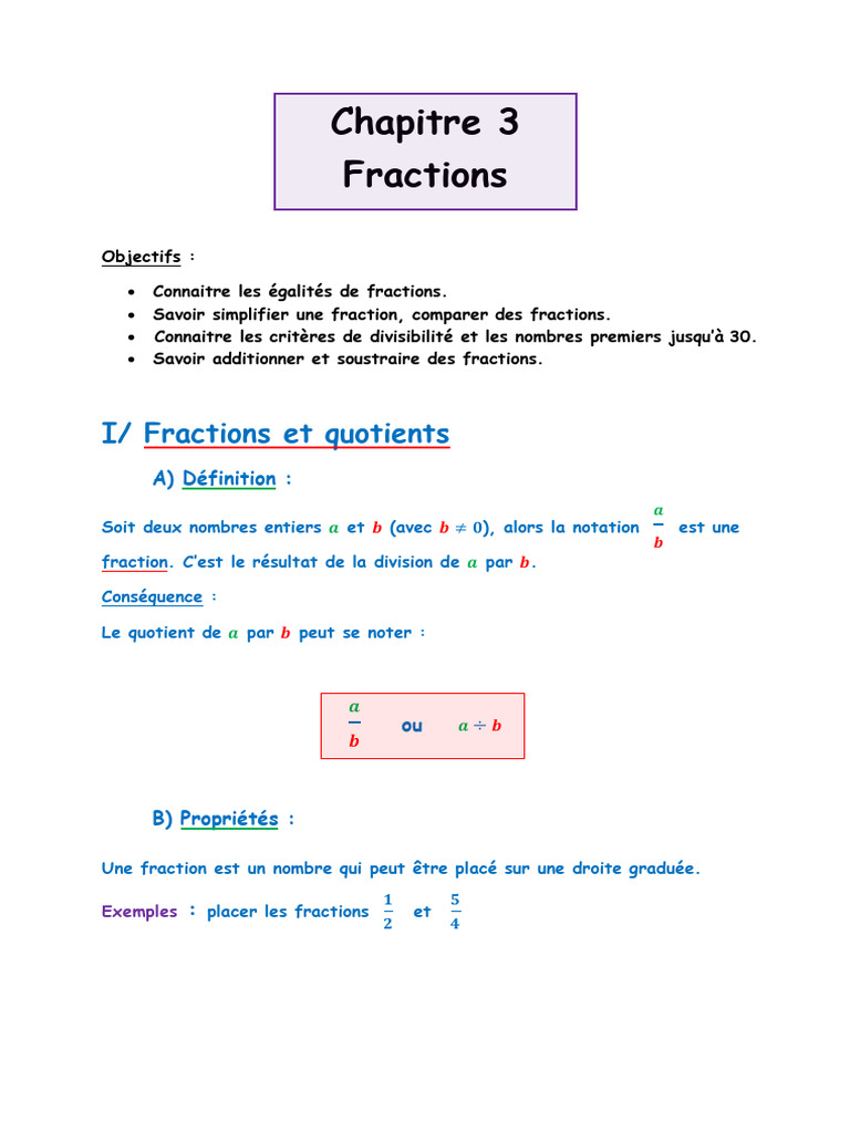 Comparaison de fractions simplifiées | PDF | Nombre | Division