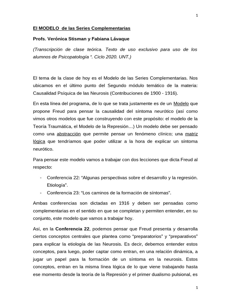 T7. Series Complementarias-1 | PDF | Neurosis | Libido