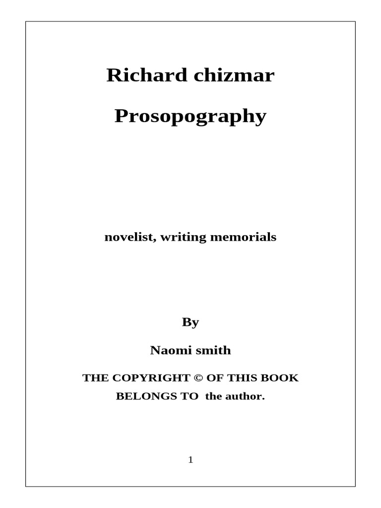 Richard Chizmar Prosopography | PDF | Narrative | Fear