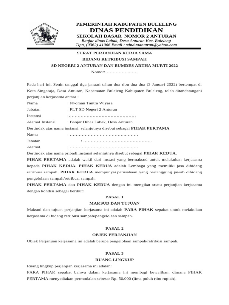 Mou Bumdes Dan Sekolah | PDF