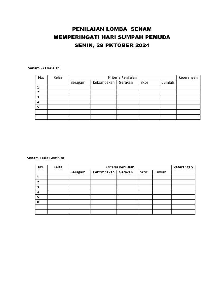 Penilaian Lomba Senam | PDF