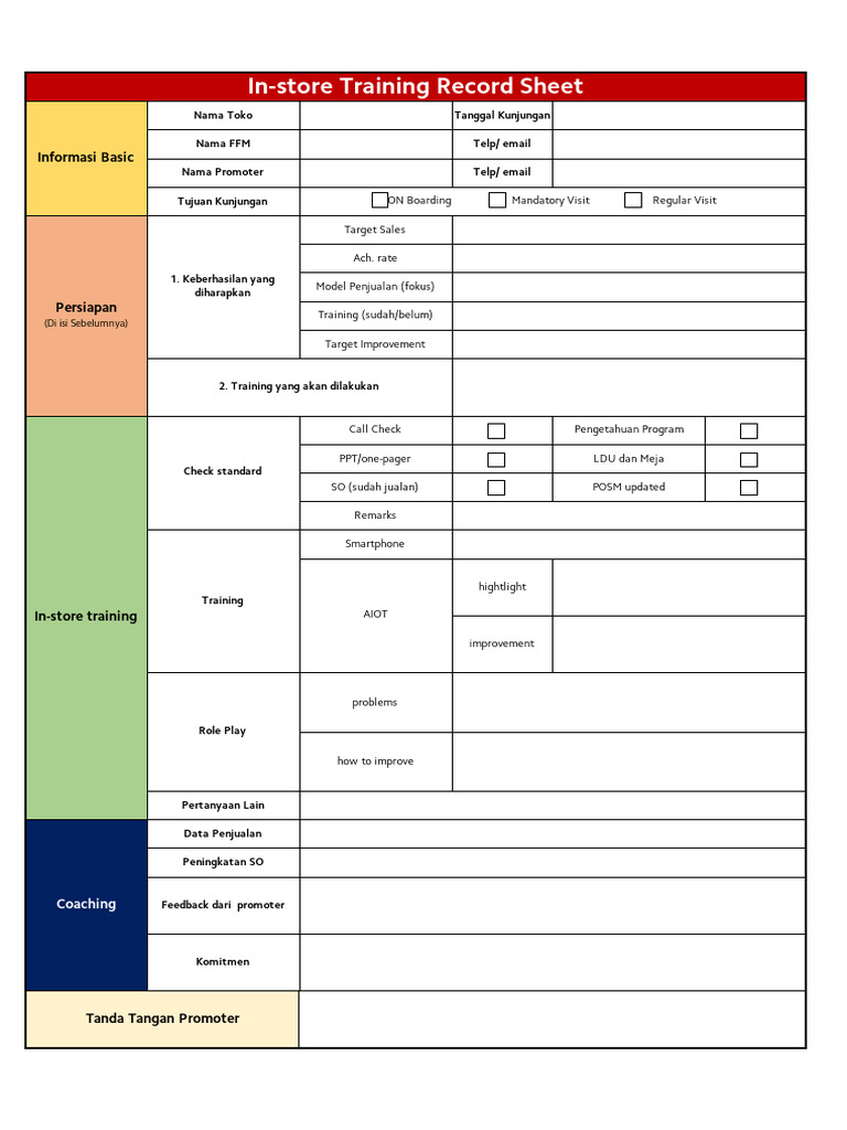 In-Store Training - Sheet V2 | PDF
