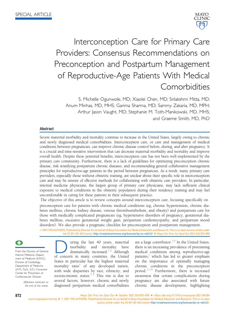 Interconception Care For Primary Care Providers Cons 2021 Mayo Clinic ...