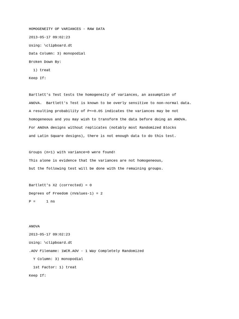 ANOVA Cotton | PDF | Analysis Of Variance | Statistical Theory