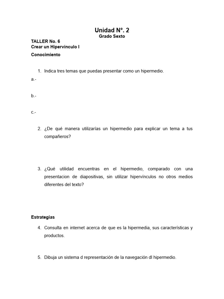 Taller N°. 6 - Grado Septimo Und 2 | PDF | Crecimiento personal y profesional