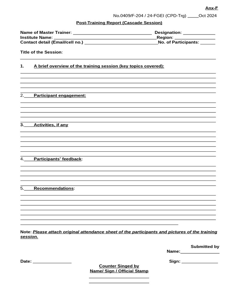 Cascade Session Report Proforma | PDF