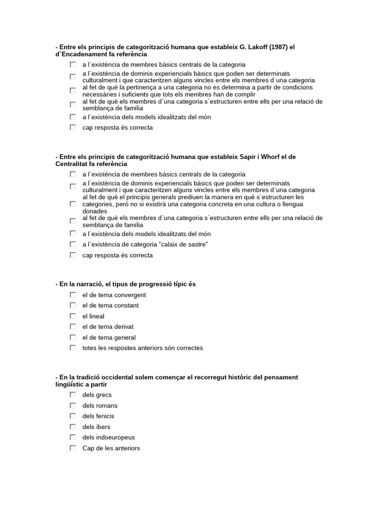 Preguntes Lingüistica Català | PDF