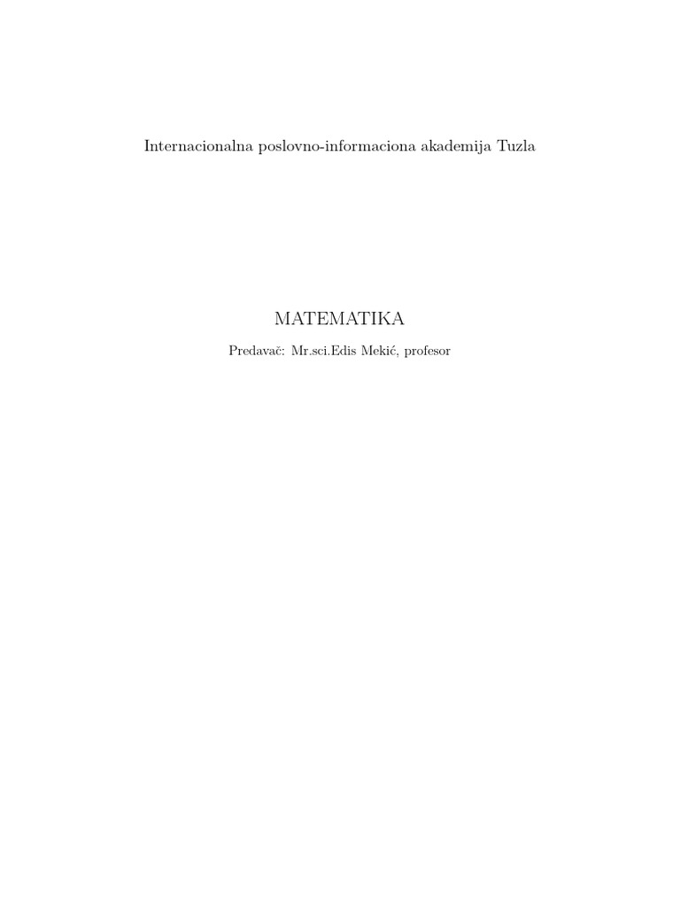 Prvo Predavanje Matematika | PDF