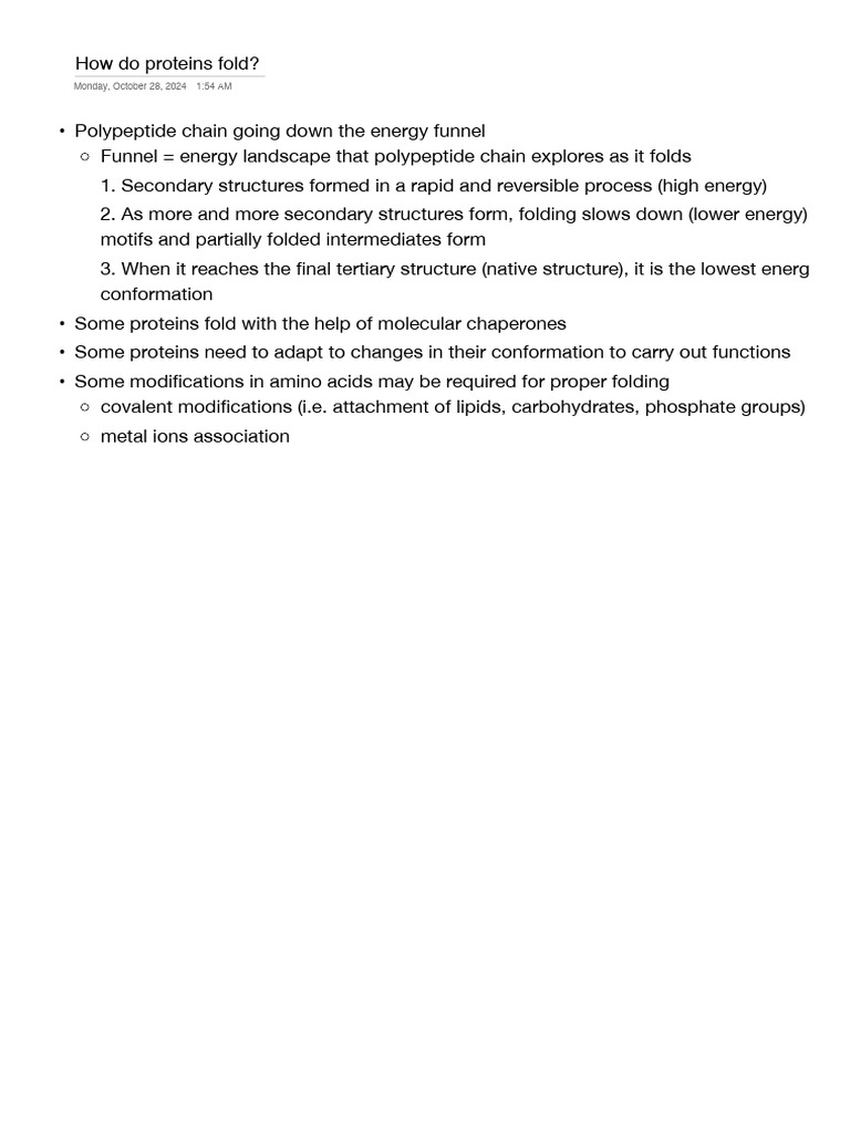 Understanding Protein Folding Mechanisms | PDF