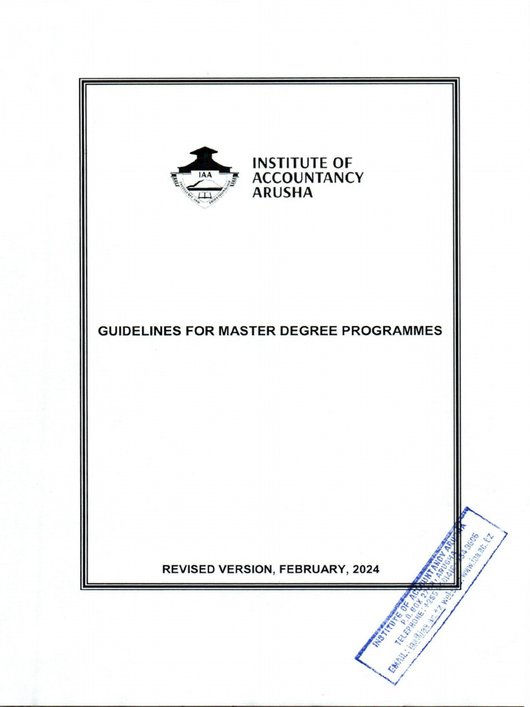 Guidelines For Master Degree Programme - 2024 | PDF