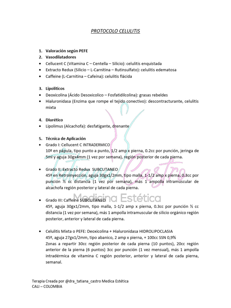 Protocolo Celuliti | PDF | Tratamientos médicos | Medicina CLINICA