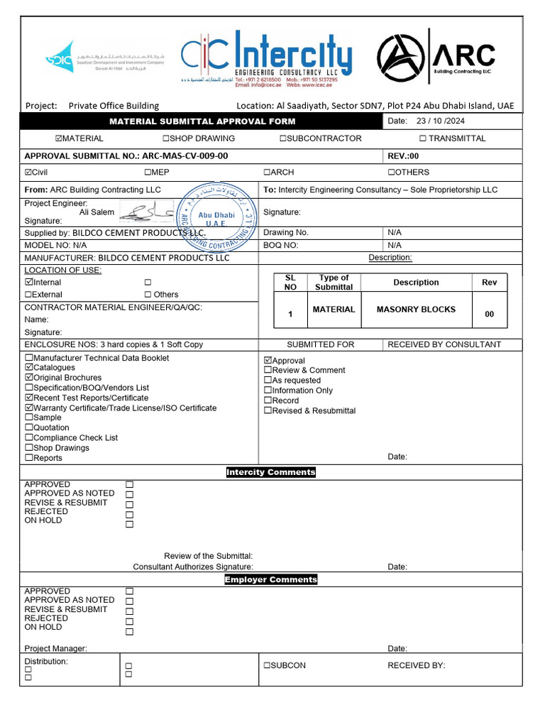 Arc-Mas-Cv-009-00-Cover Page-Masonry-Blocks.241023 | PDF