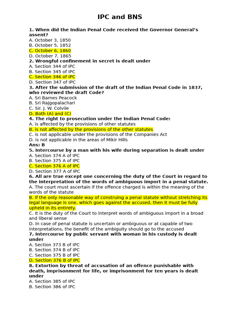 IPC & BNS New | PDF | Mens Rea | Fine (Penalty)