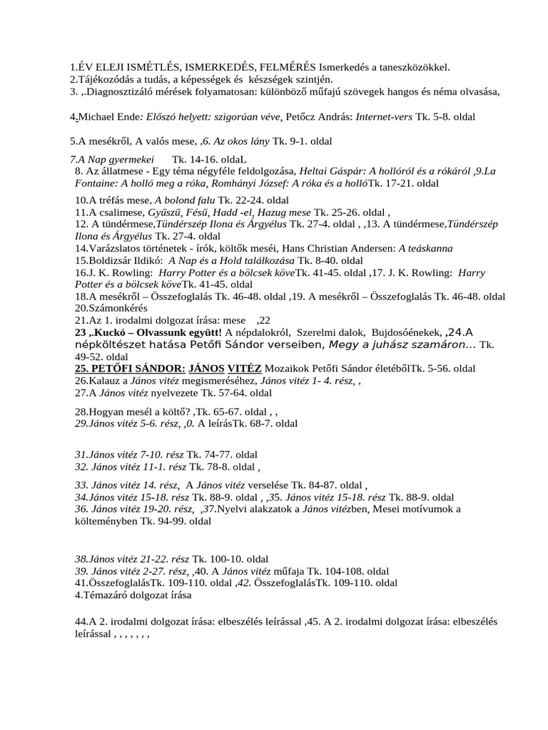 Osztály Magyar Irodalom | PDF