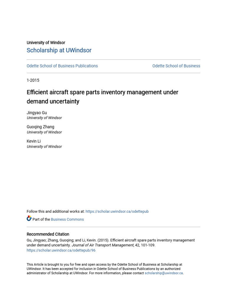 Efficient Aircraft Parts Inventory Management | PDF | Normal ...