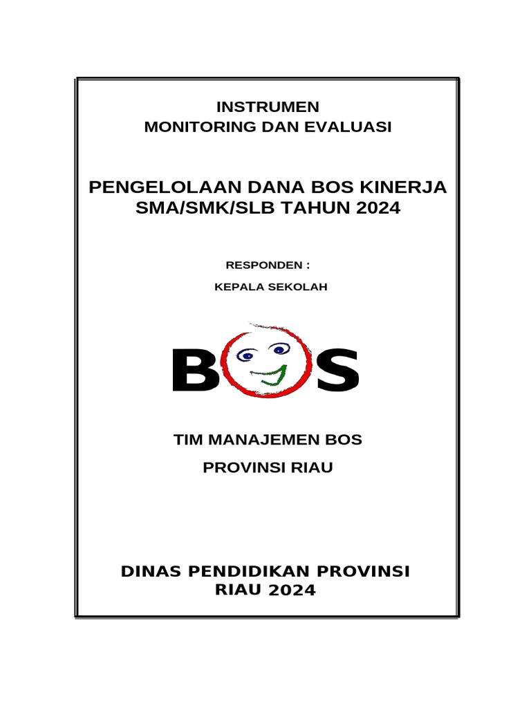 Instrumen Monev Bos Kinerja 2024 | PDF