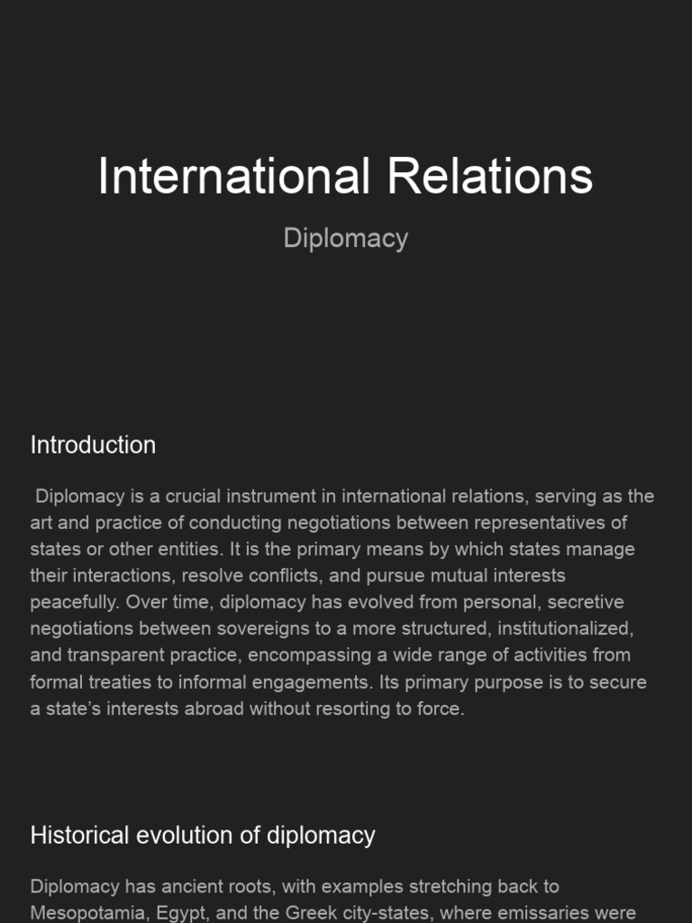 International Relations (Diplomacy) | PDF | Diplomacy | Public Diplomacy