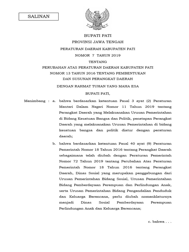 7 Perda No 7 Tahun 2019 Tentang Perubahan Perda No 13 TH 2016 TTG ...