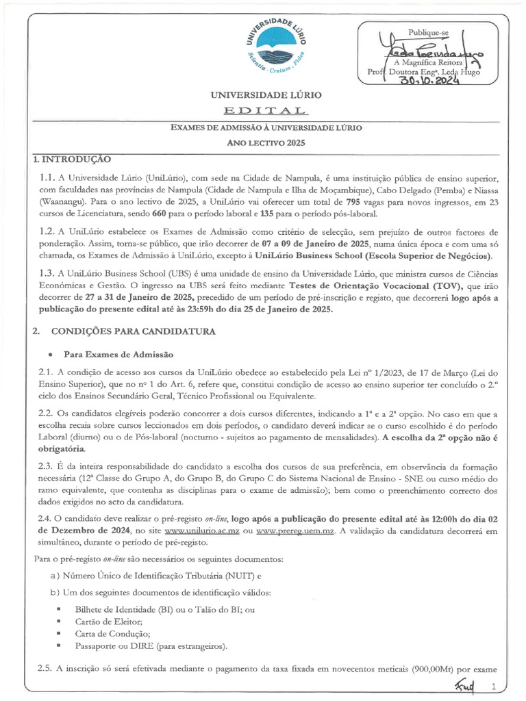 Unilurio Edital 2025 | PDF