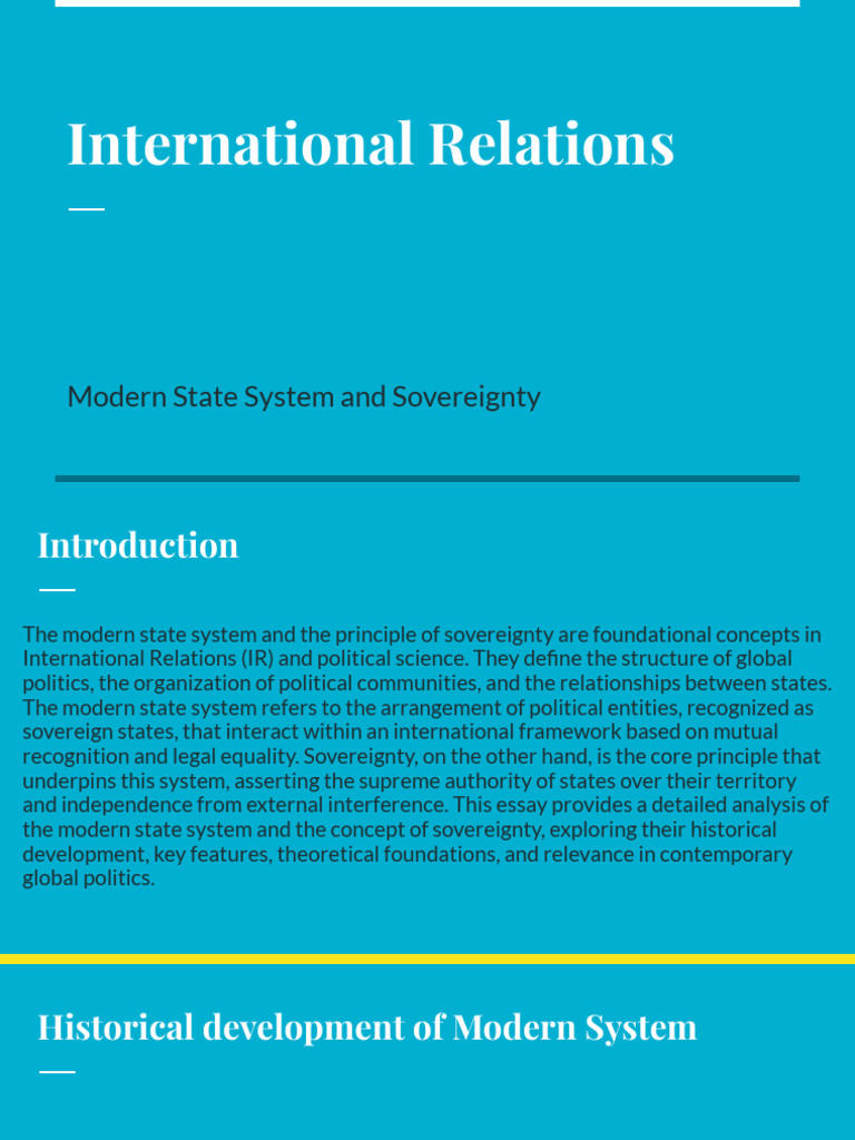 International Relations (Modern State System and Sovereignty) | PDF ...