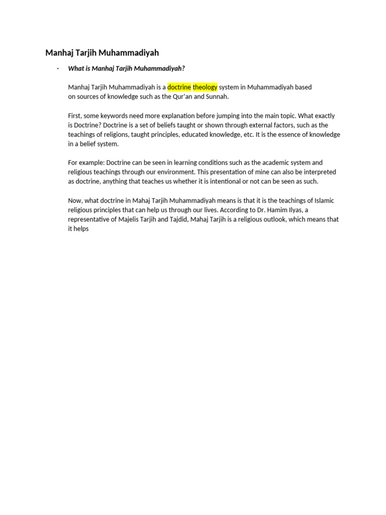 Understanding Manhaj Tarjih Muhammadiyah | PDF