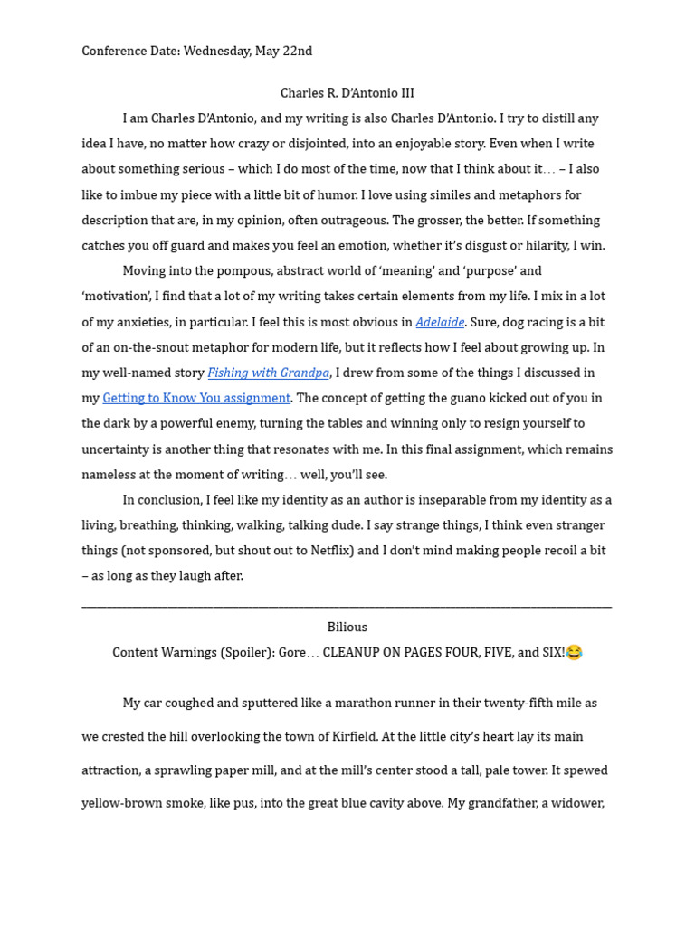 Charles D'Antonio - Final Assignment, '24 | PDF