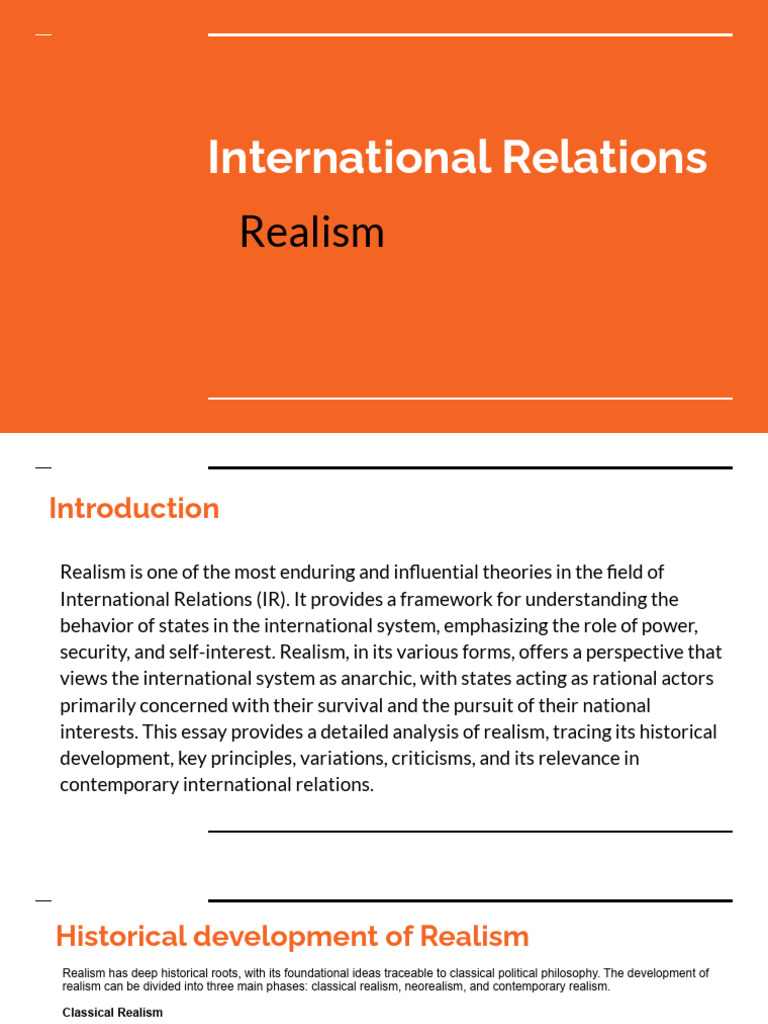 Understanding Realism in International Relations | PDF | International ...