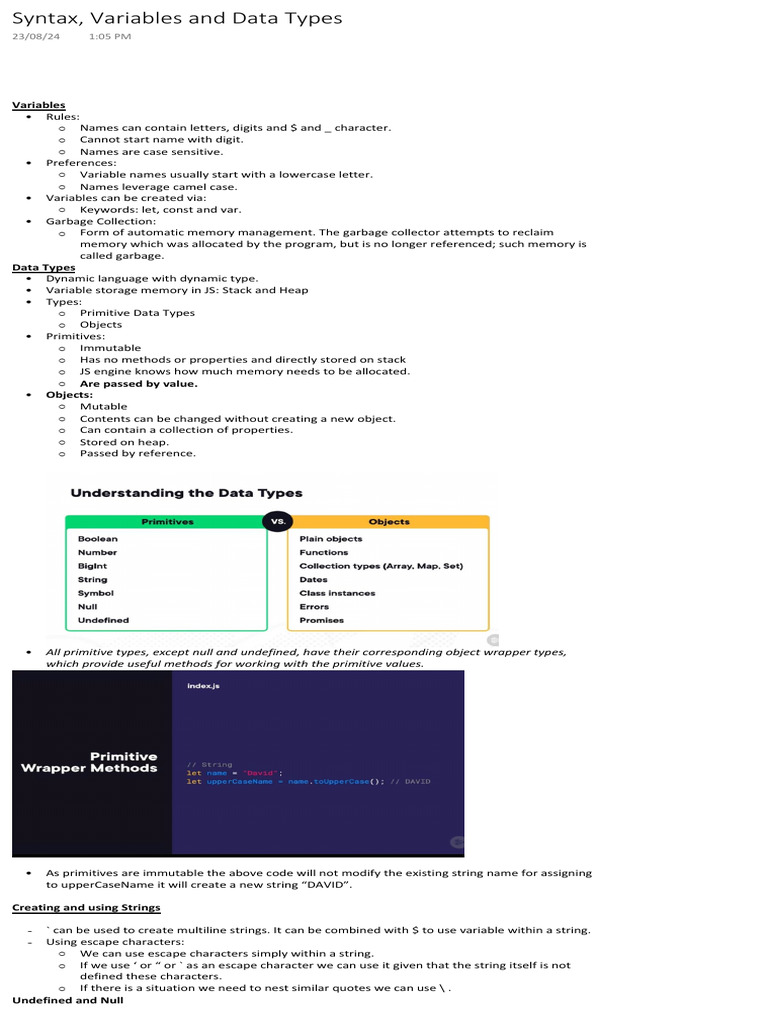 Syntax, Variables and Data Types | PDF Syntax, Variables and Data Types | PDF