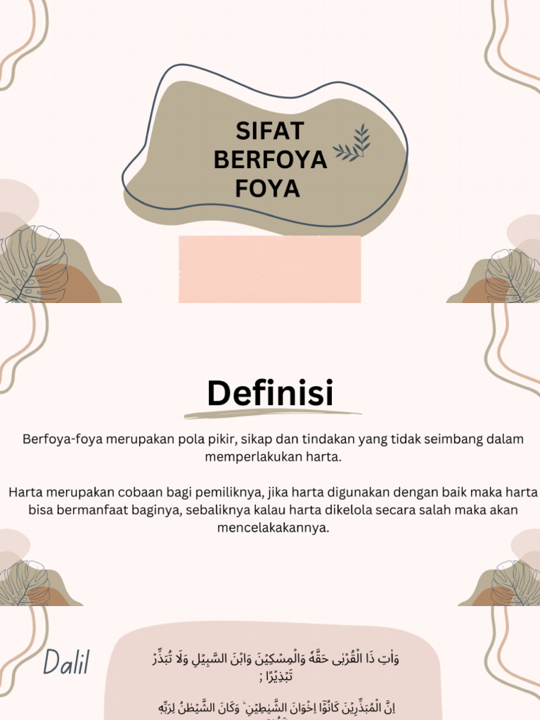 Menghindari Sifat Berfoya Foya | PDF