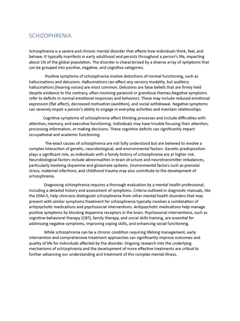 Schizophrenia | PDF | Schizophrenia | Mental Disorder