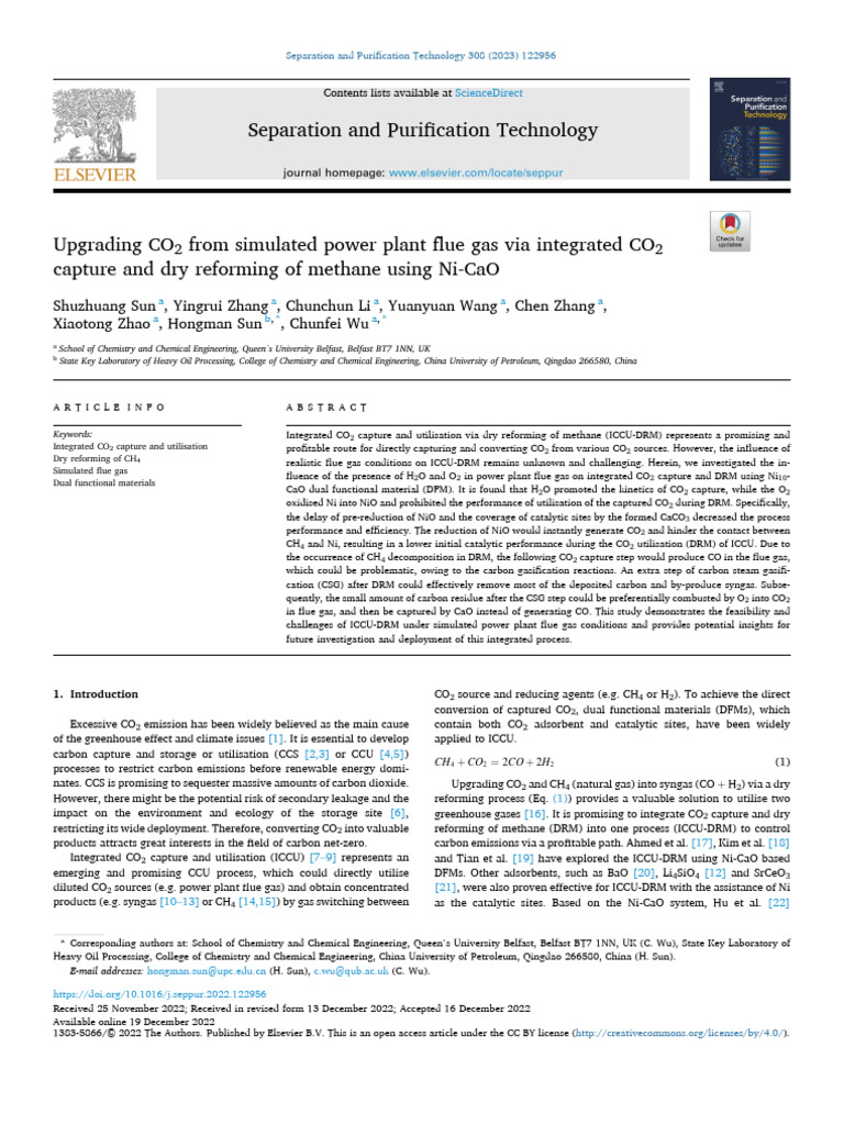 Upgrading CO2 From Simulated Power Plant Flue Gas Via Integrated CO2 ...