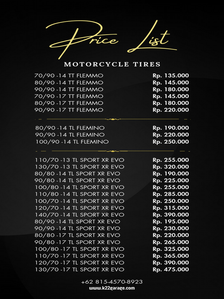 Motorcycle Tires & Oils Prices | PDF