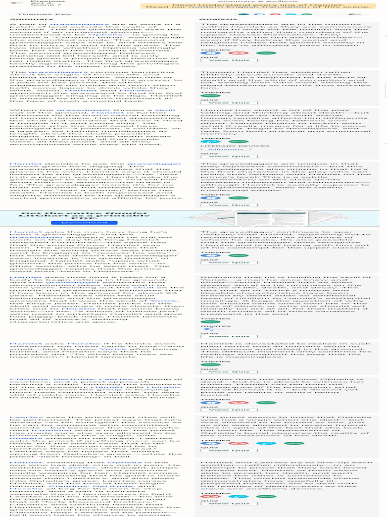 Hamlet Act 5, Scene 1 Summary & Analysis LitCha | PDF | Hamlet