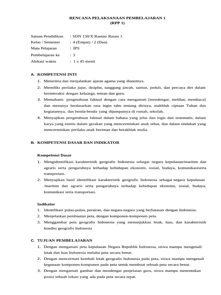 RPP IPS Kelas IV MA'ARIF | PDF