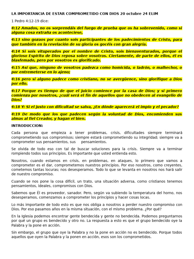 La Importancia de Estar Comprometido Con Dios | PDF | Cristo (título ...
