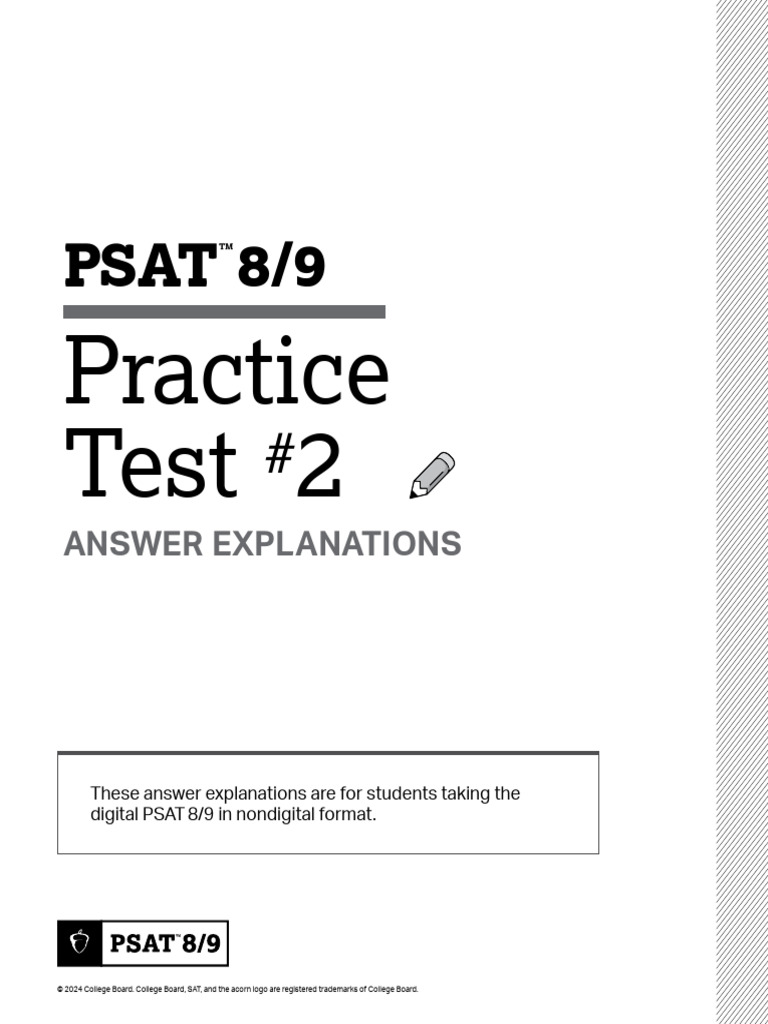 Psat 8 9 Practice Test 2 Answers | PDF | Verb | Syntax